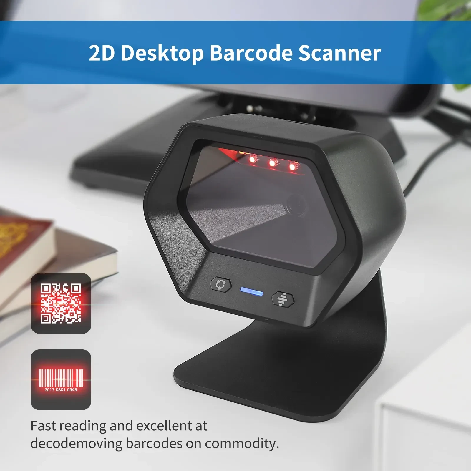 Netum D-8600 Hands Free 1D 2D Barcode Scanner