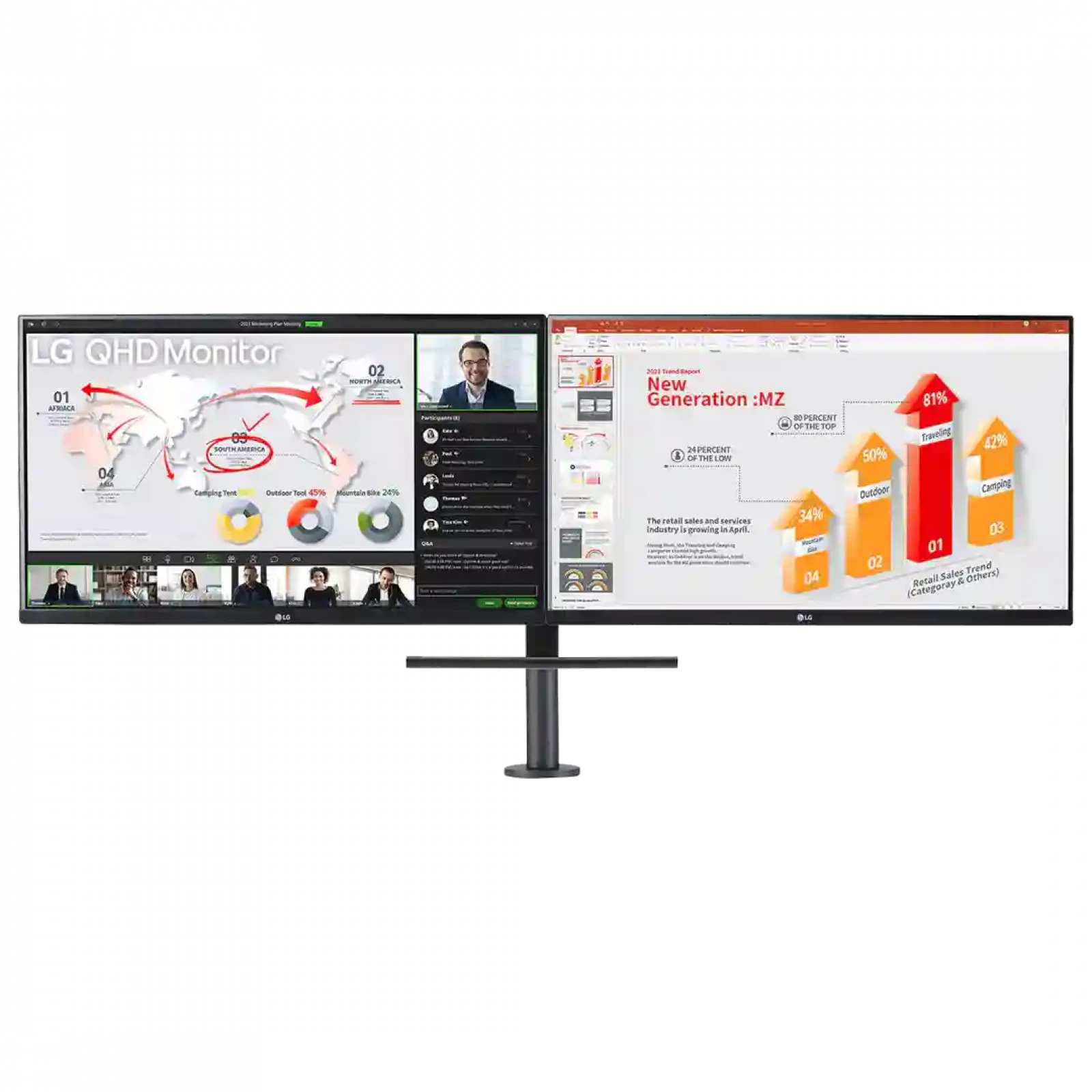 LG 27QP88D-B2, 27 inch QHD Ergo Dual USB Type-C Daisy Chain Monitor ...